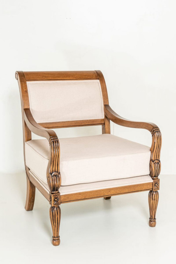Impacto - SILLON MARTA CON TALLADO. TELA DE HILO BEIGE CLARO FILIPINO